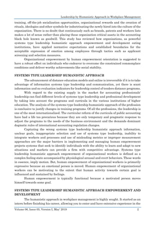 Leadership by Humanistic Approach in Workplace Management | PDF
