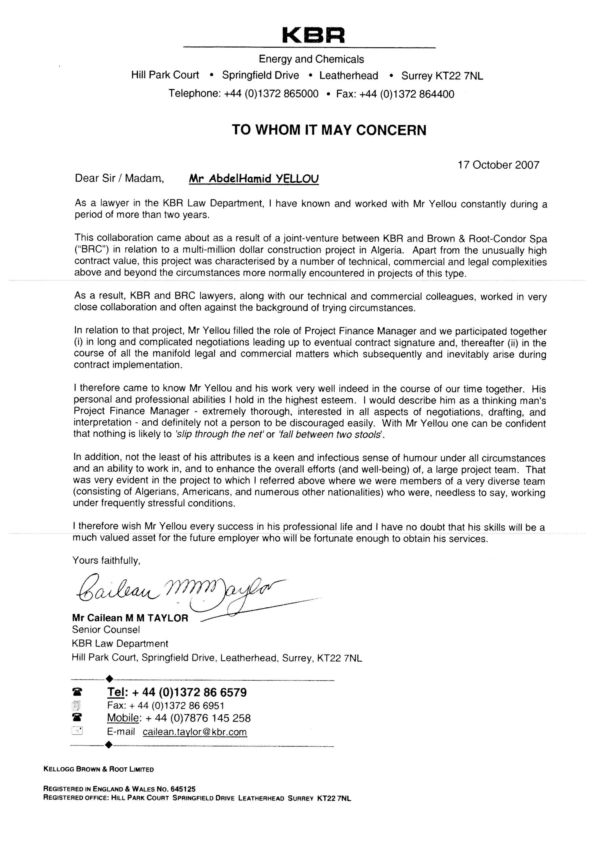 Rec letter Taylor | PDF