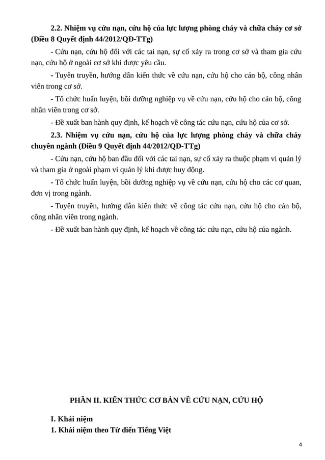 TÀI LIỆU HUẤN LUYỆN, BỒI DƯỠNG NGHIỆP VỤ CỨU NẠN, CỨU HỘ (Dành cho lực lượng pccc cơ sở, lực ...