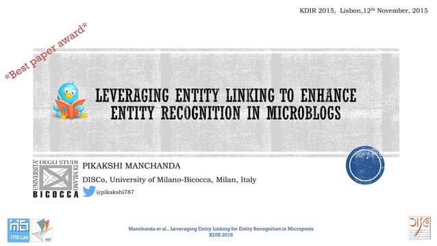 KDIR2015-Entity Linking and Knowledge Discovery in Microblogs-Presentation | PPT