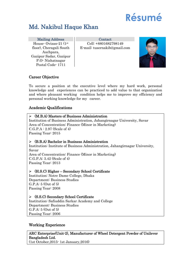 Nakibul Haque khan (Resume) | PDF | Resume Writing and Advice | Job Search
