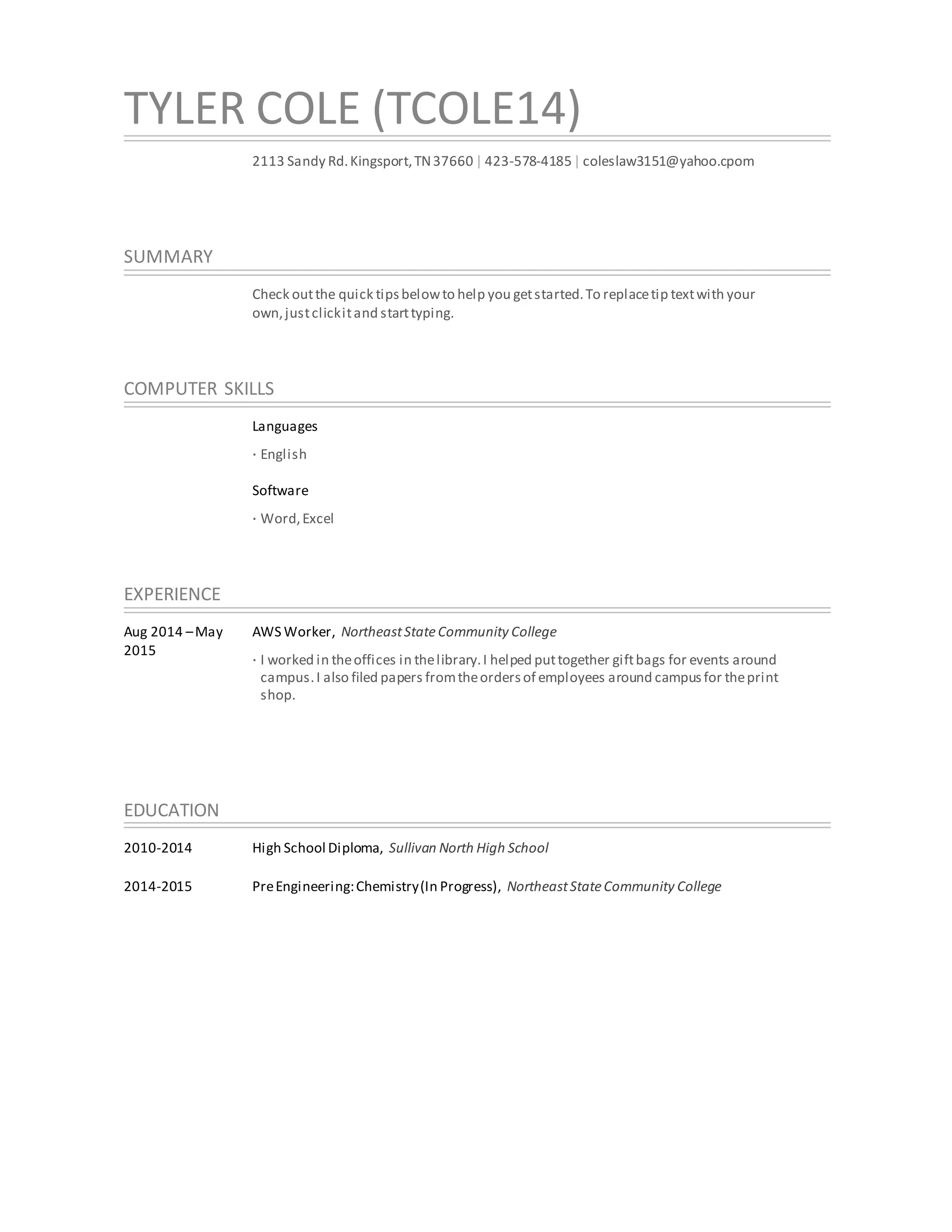 Tyler Cole - Resume | DOCX
