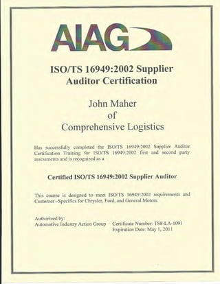 John J. Maher - Certificates 2015 - Reduced | PDF