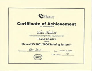 John J. Maher - Certificates 2015 - Reduced | PPT