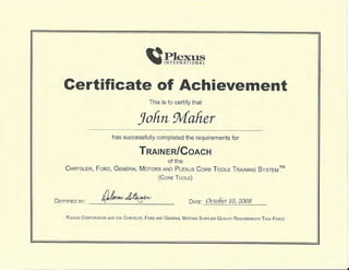 John J. Maher - Certificates 2015 - Reduced | PPT