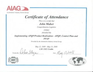 John J. Maher - Certificates 2015 - Reduced | PDF