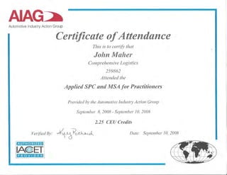 John J. Maher - Certificates 2015 - Reduced | PDF