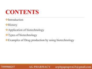 Biotechnology Introduction BP-605T B.Pharm | PPTX