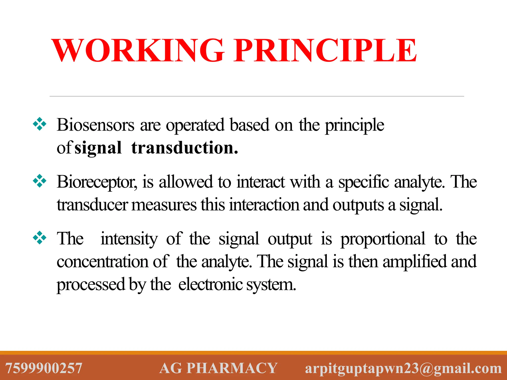 II BIOSENSOR PRINCIPLE APPLICATIONS AND WORKING II | PPT