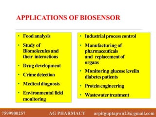 II BIOSENSOR PRINCIPLE APPLICATIONS AND WORKING II | PPTX