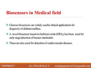 II BIOSENSOR PRINCIPLE APPLICATIONS AND WORKING II | PPTX
