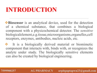 II BIOSENSOR PRINCIPLE APPLICATIONS AND WORKING II | PPT