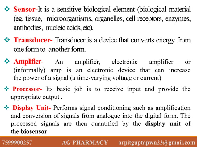 II BIOSENSOR PRINCIPLE APPLICATIONS AND WORKING II | PPT