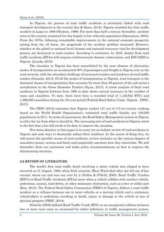 Road Accident Analysis and Prevention in Nigeria: Experimental and ...