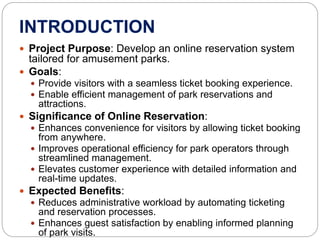 amuzment park reservation system using html,css,php,javascrit,mysql | PPTX
