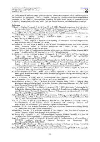 COVID-19 and the Level of Cloud Computing Adoption: A Study of Sri Lankan Information Technology ...