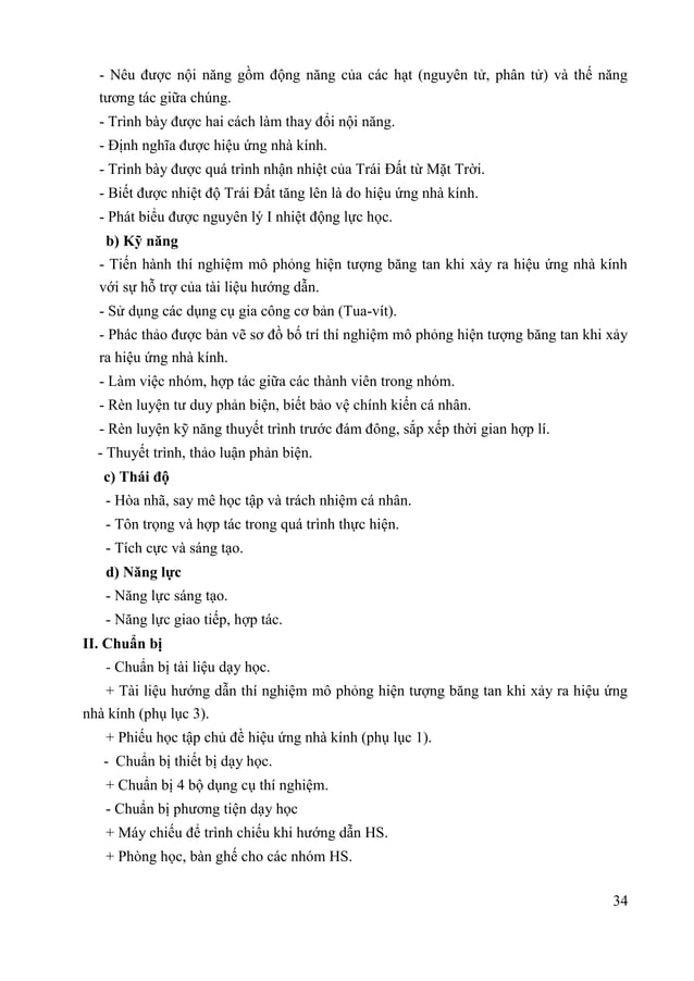 TỔ CHỨC DẠY HỌC MỘT SỐ KIẾN THỨC CHƯƠNG CƠ SỞ CỦA NHIỆT ĐỘNG LỰC HỌC -VẬT LÝ 10 THEO ĐỊNH HƯỚNG ...