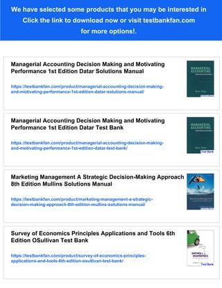 Management Accounting Strategic Decision Making Performance and Risk ...