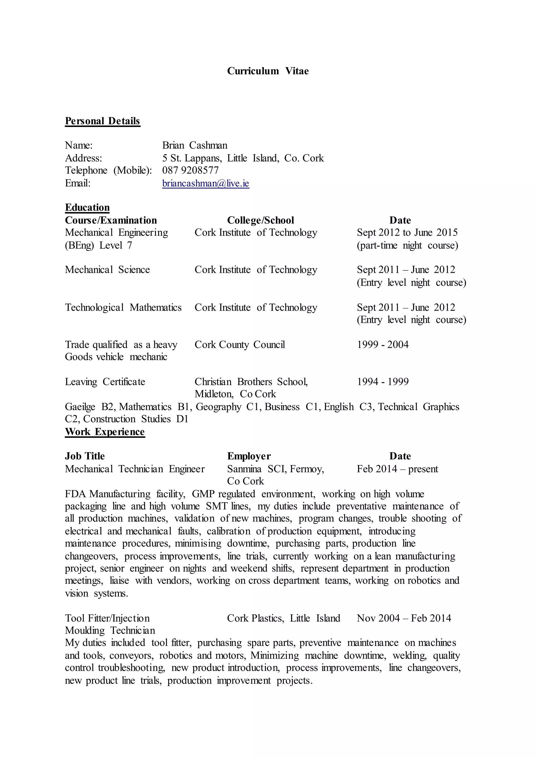 Brian cashman CV | DOCX