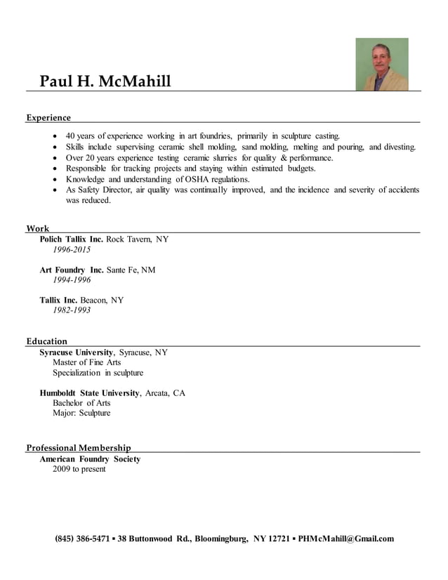 Paul McMahill resume | PDF