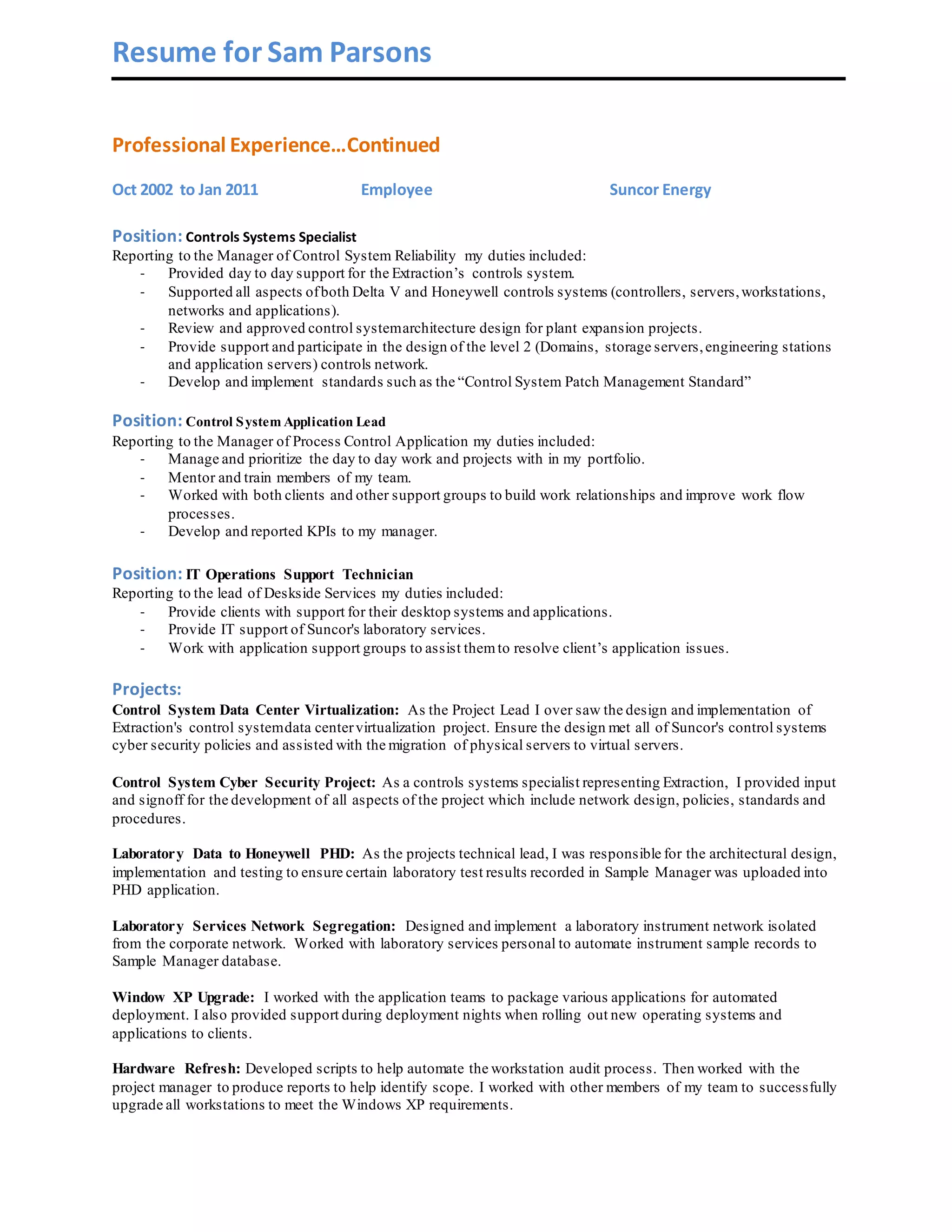 Sam Parsons - Resume | PDF