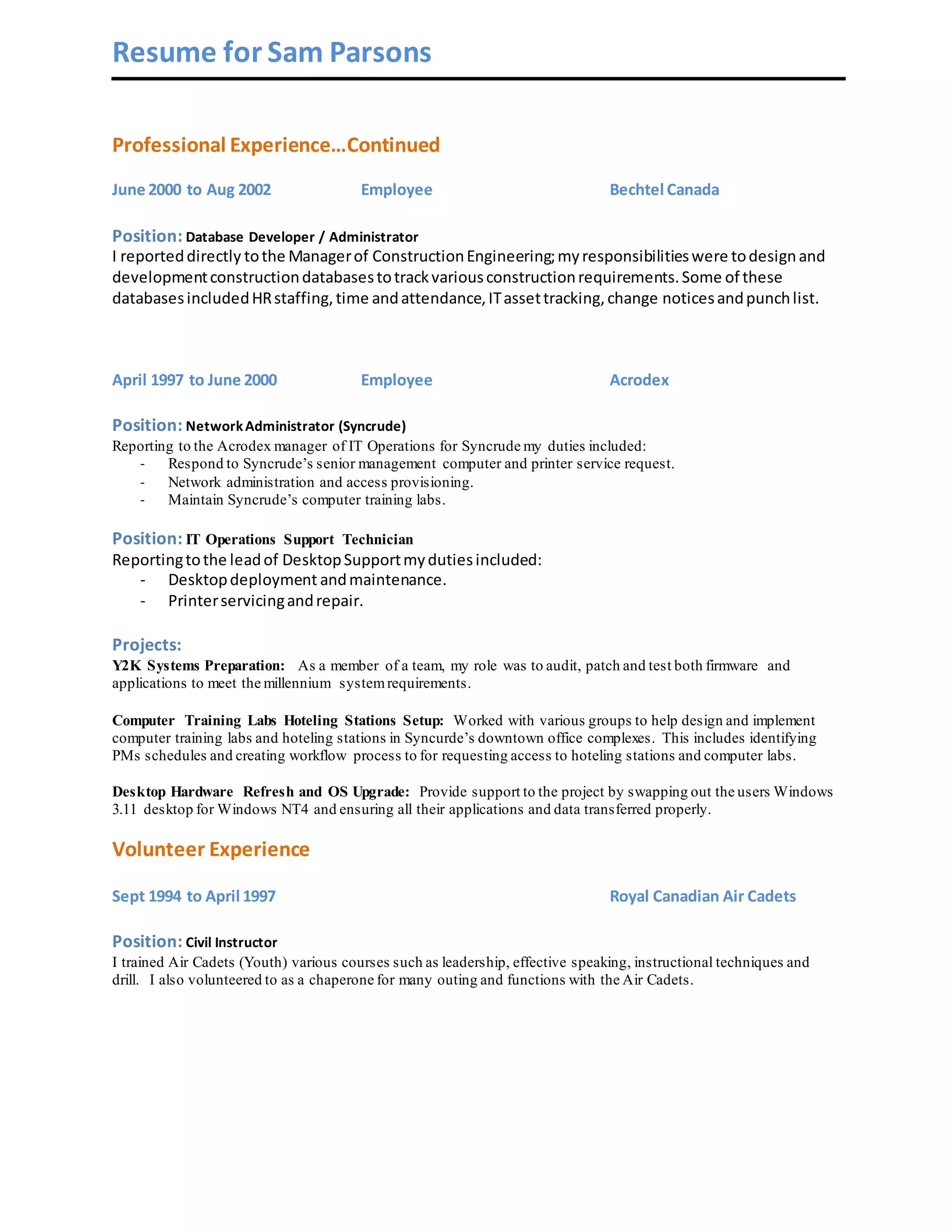 Sam Parsons - Resume | PDF