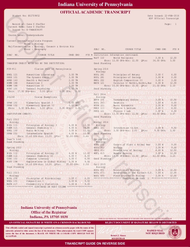 Official College Transcripts