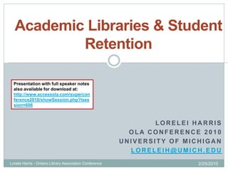 Role of the Library in Student Retention | PDF