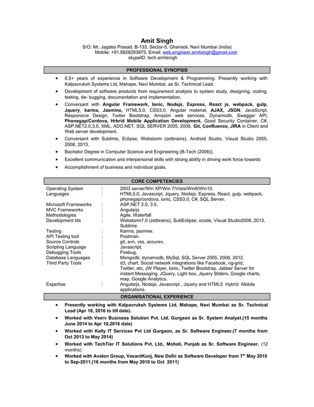 AmitSingh_updated resume | DOC