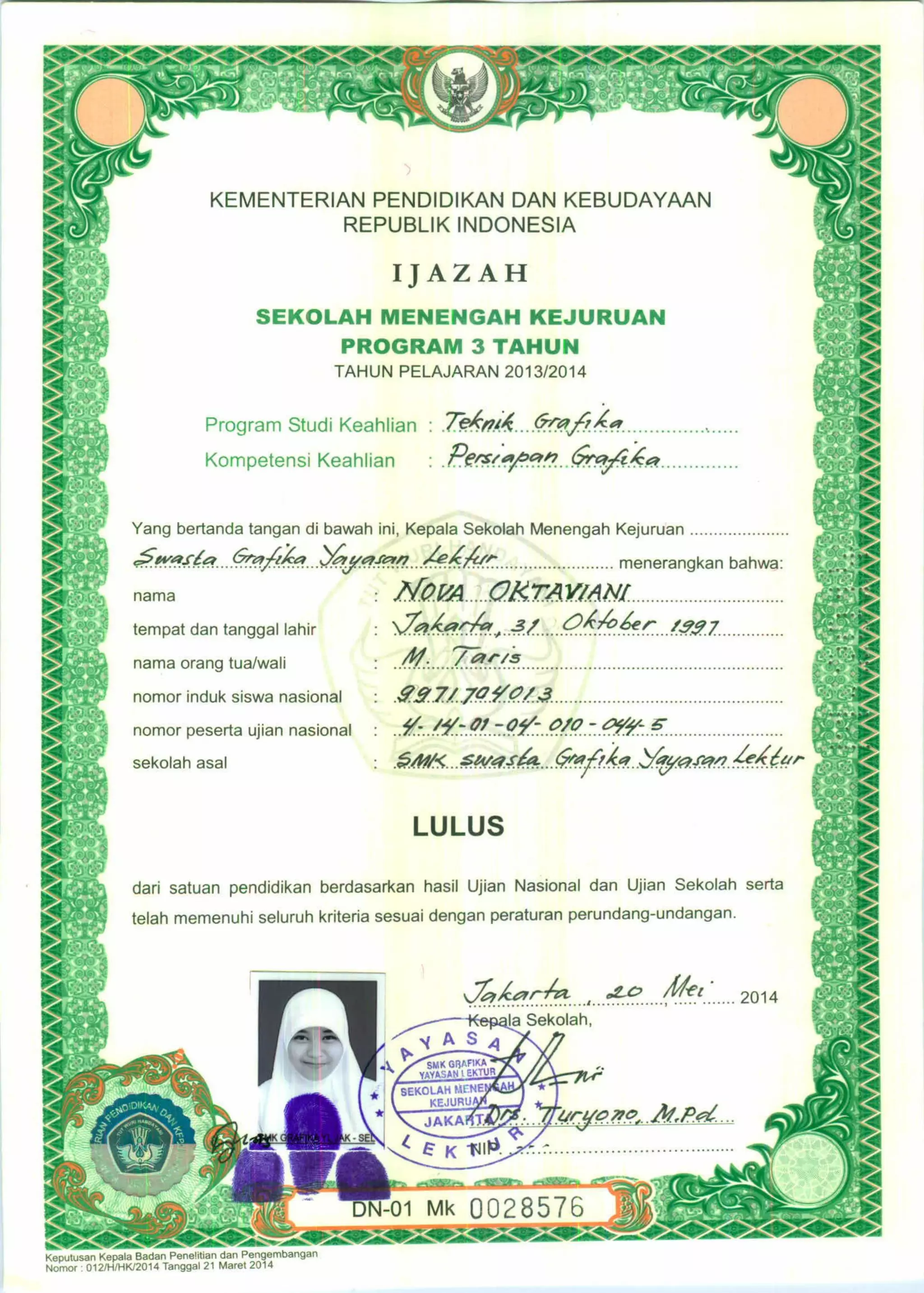 VIA - IJAZAH SMK | PDF