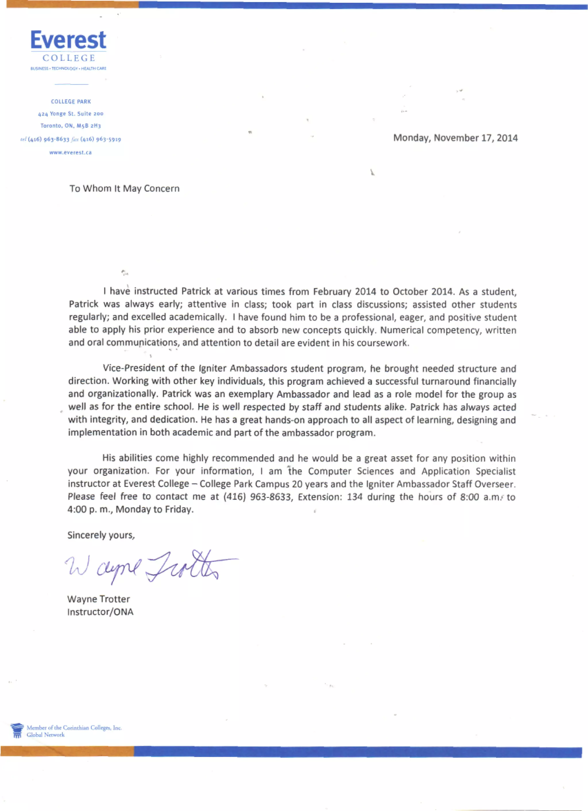 Everest Transcript and Reference Letter.PDF