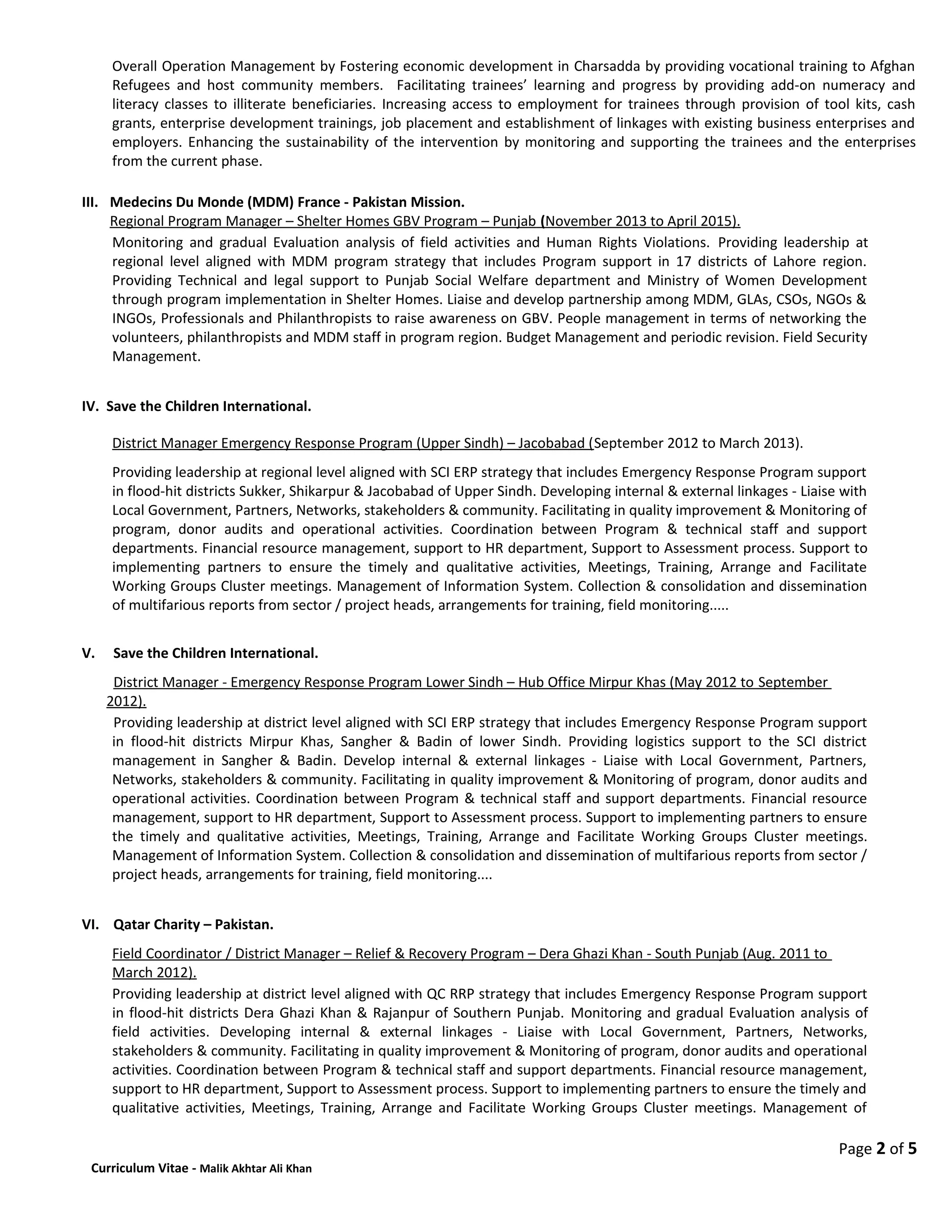 CV updated-Malik Akhtar Ali. | DOC