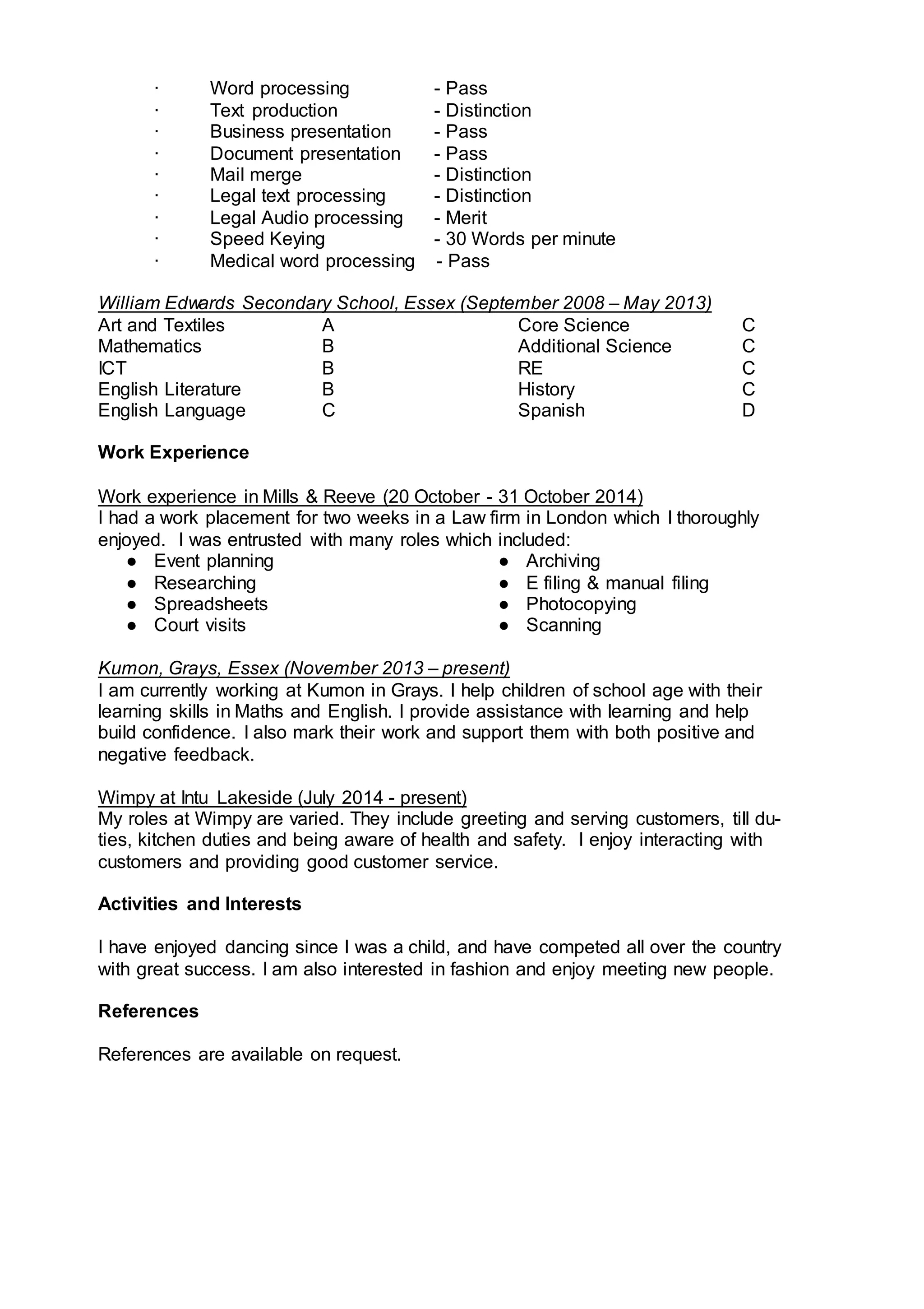 cv - update word | PDF