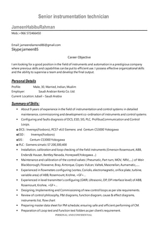 jameen new senior instrument cv | DOCX | Operating Systems | Computer ...