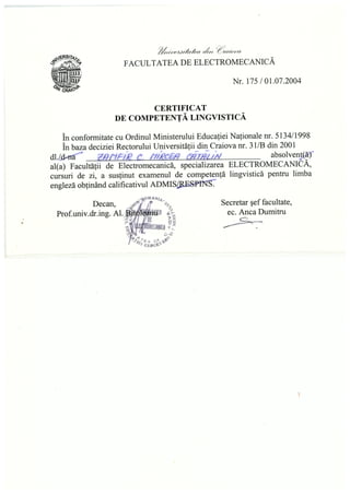 diploma inginer electromecanic | PDF