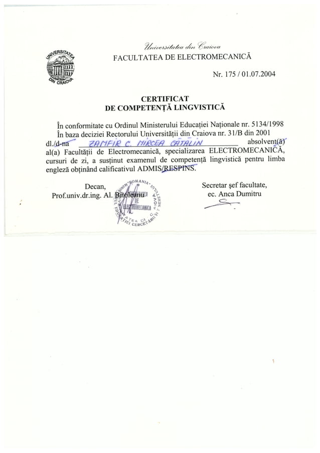 diploma inginer electromecanic | PDF