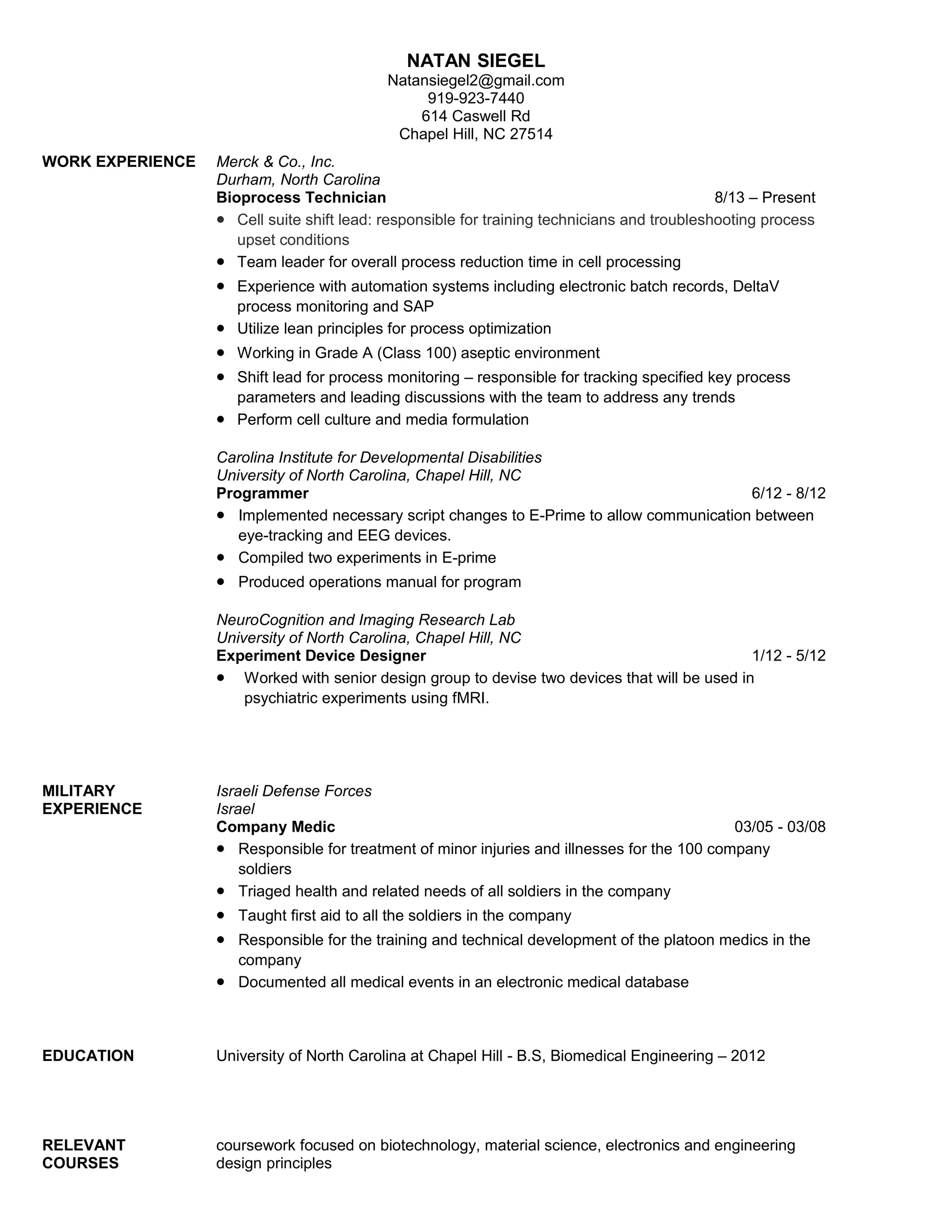 Natan Siegel -Resume fall 2015 | DOC