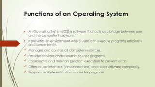 Introduction to operating system functions of os | PPTX