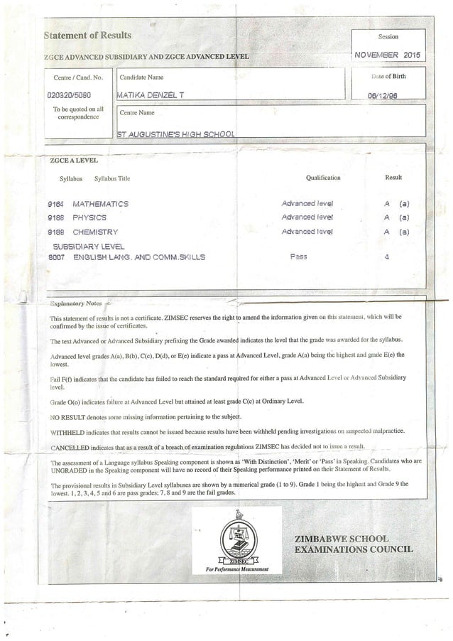 A level Result Slip | PDF