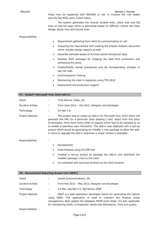 Mandar_Kamate_Resume _DotNet | DOC | Web Development | Internet