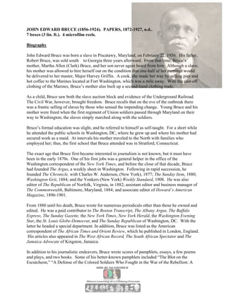 John Edward Bruce, 1856-1924-A Brief Biography | PDF