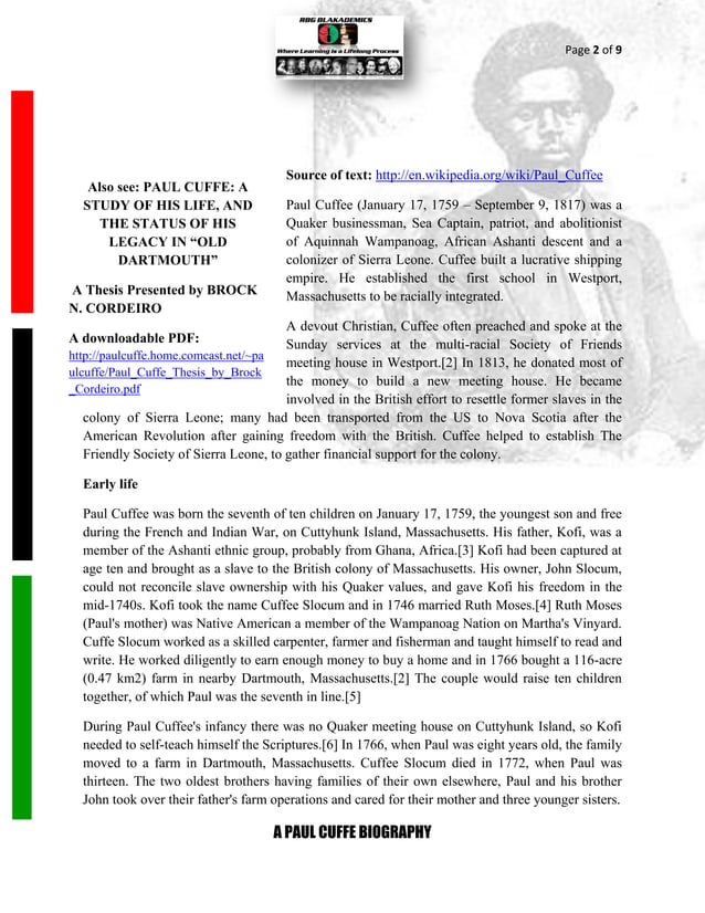 A Paul Cuffe Biography | PDF