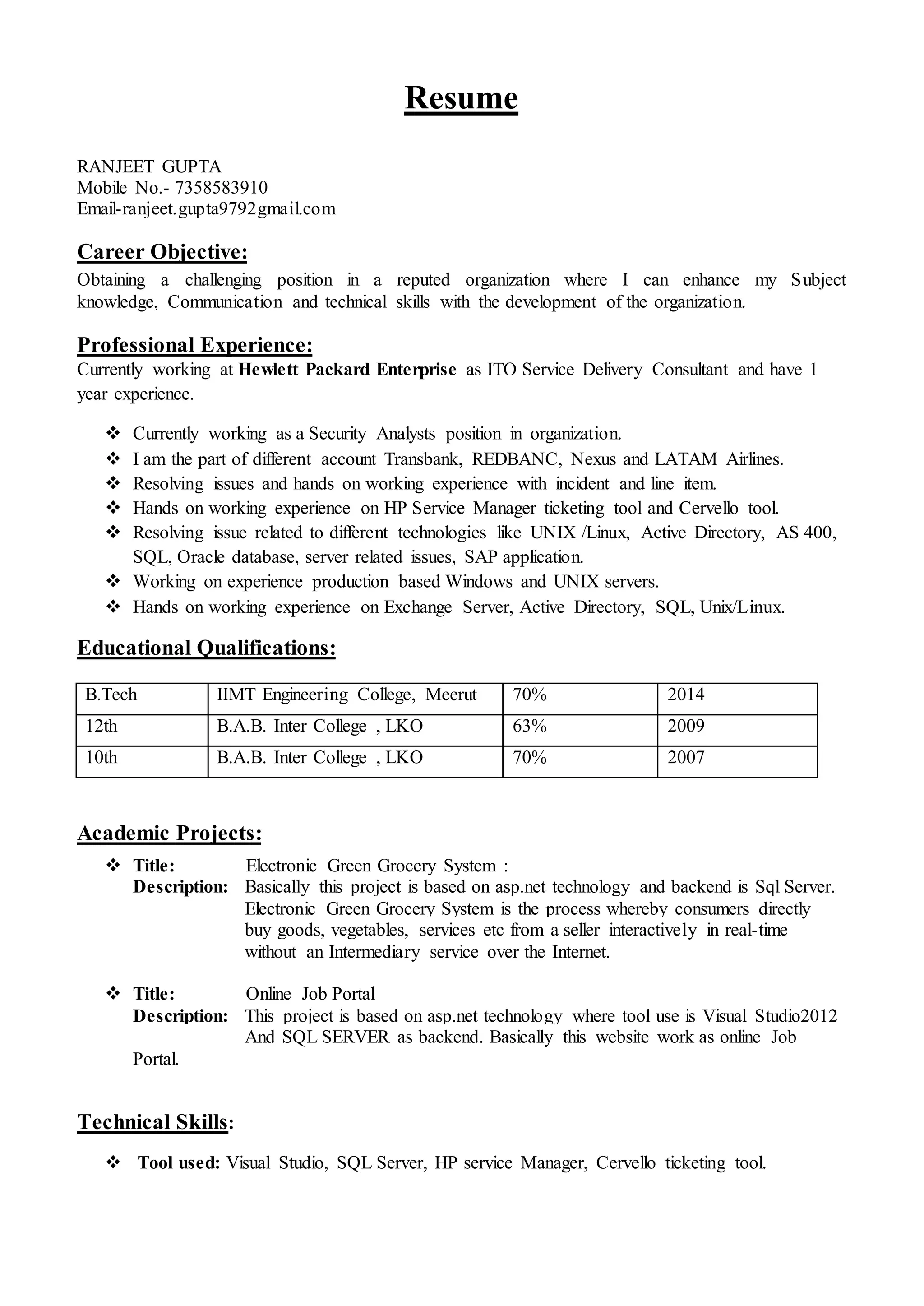 Ranjeet New Cv1 (1) | PDF