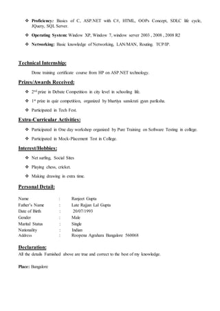 Ranjeet New Cv1 (1) | DOCX | Computing | Technology & Computing