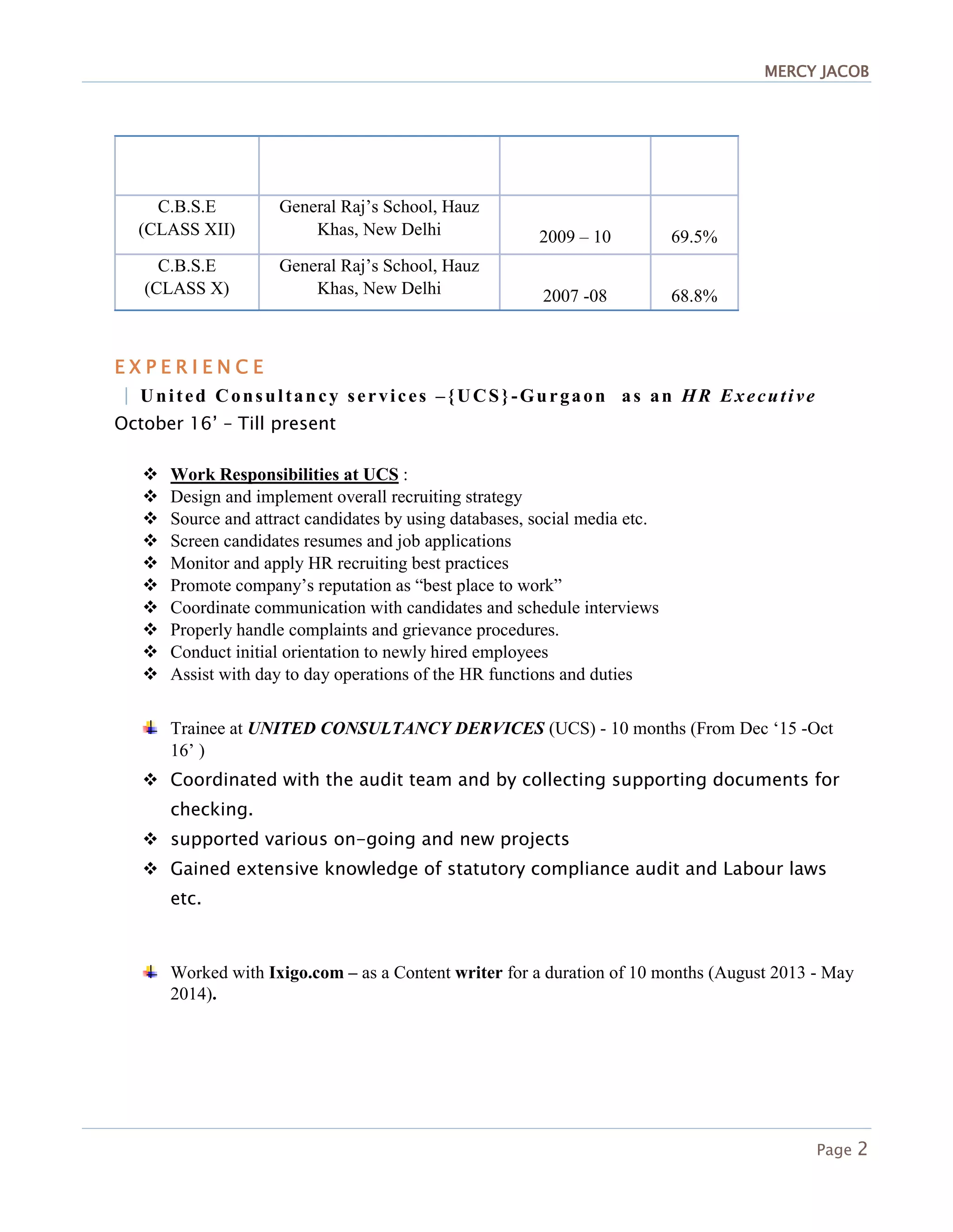 MERCY_JACOB_Resume Oct16' filHR# | PDF