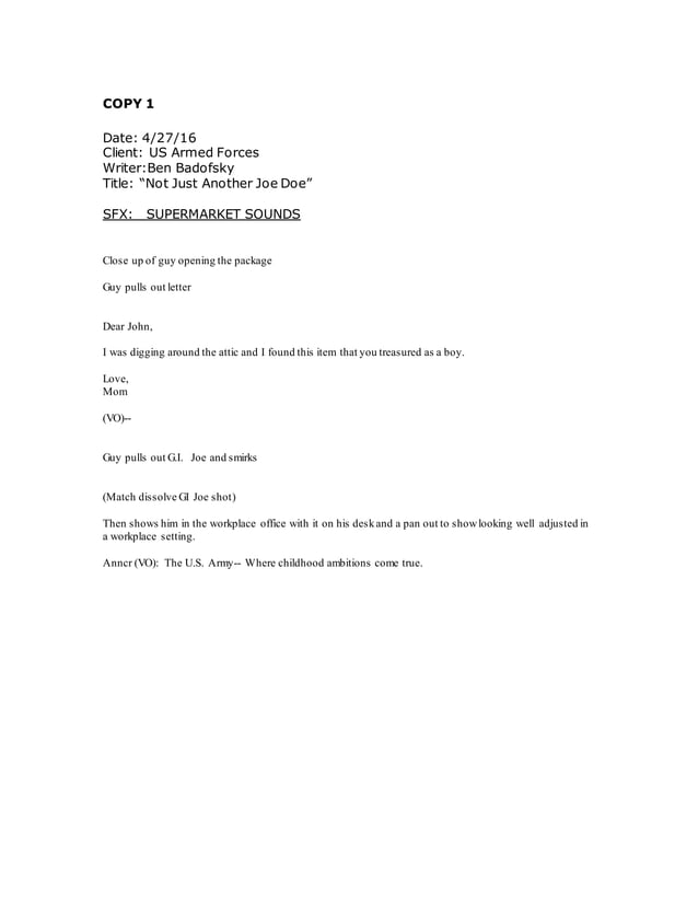 Army Ad Script | PDF