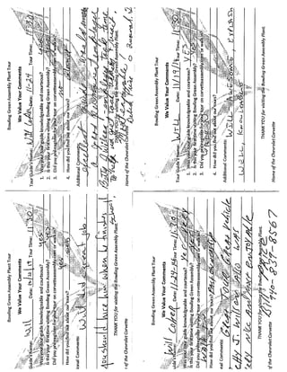 Tour Comment Cards Sample | PDF