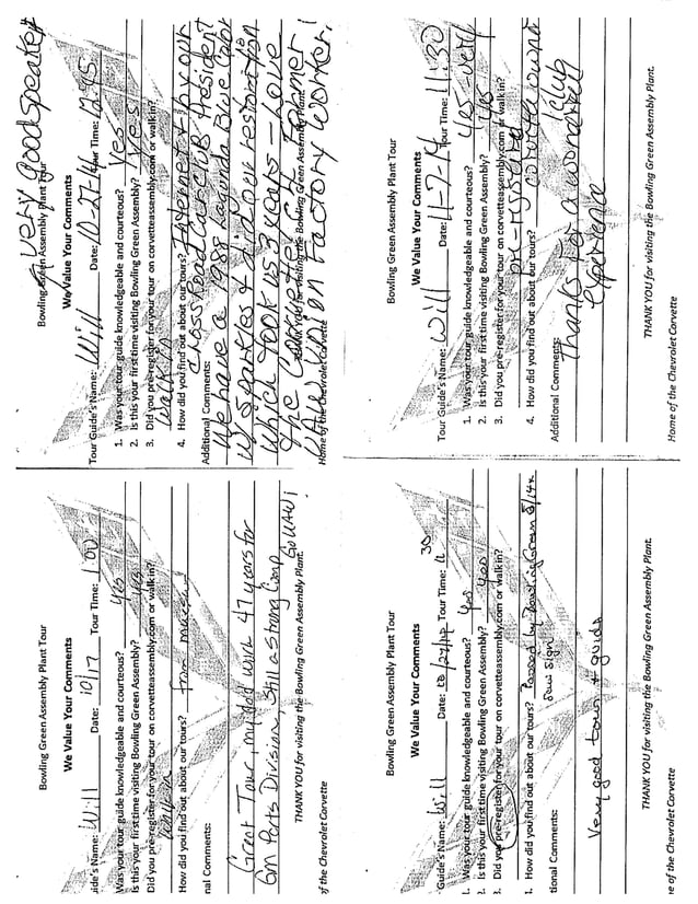 Tour Comment Cards Sample | PDF