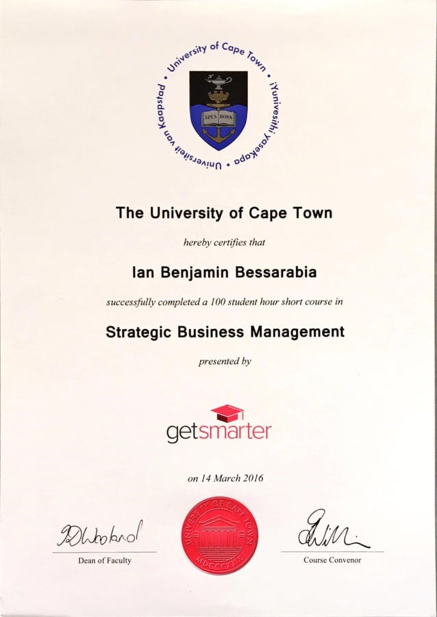 UCT Certificate Ian Bessarabia | PDF