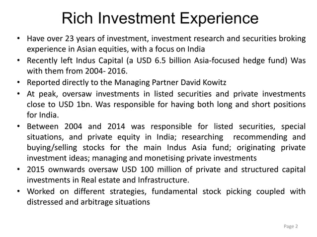 Anoop Sethi CV | PPTX | Private Equity | Business Banking & Finance